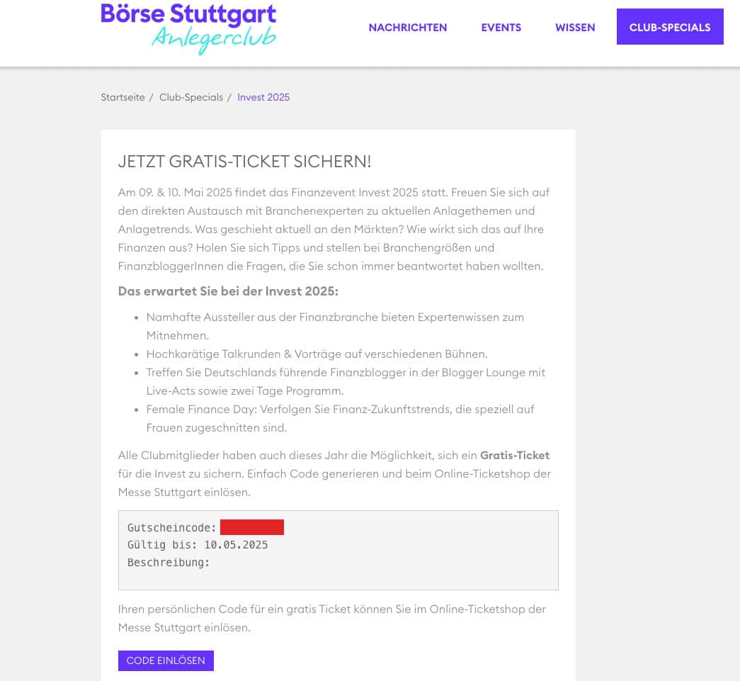 Gratis Ticket für die Invest 2025 | Aktiengram